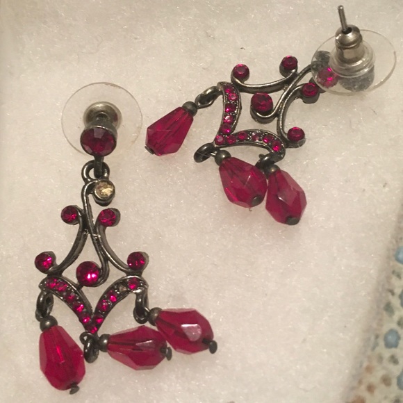 Jewelry | Antique Red Rose Dangle Earrings | Poshmark